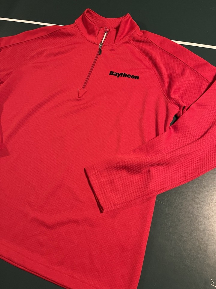 RAYTHEON 1/4 Zip Long Sleeve Shirt LARGE Defense Contractor Military ...