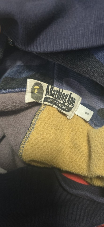 Authentic BAPE A Bathing Ape Shark Hoodie Full Zip Camo Patchwork Men’s ...