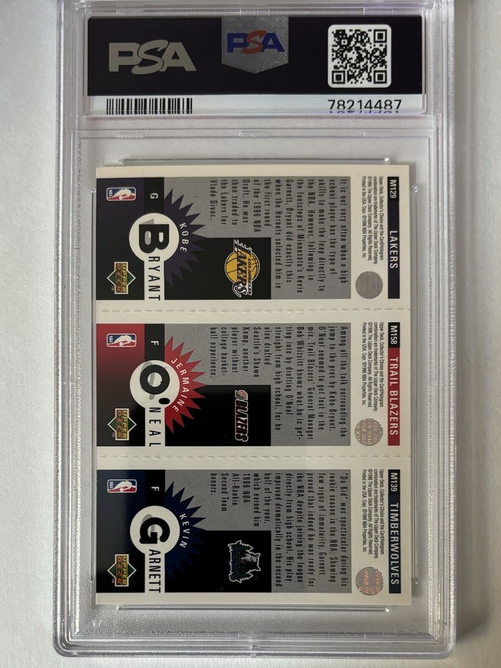 1996 Collectors Choice Mini II Kobe Bryant/Garnett/O’Neal PSA 9 Rookie ...