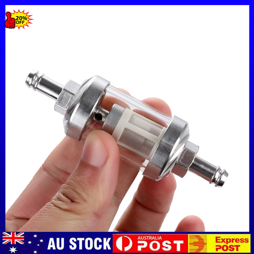 1/4'' Chrome Glass Fuel Filter Car Petrol Inline Adapters Reusable ...