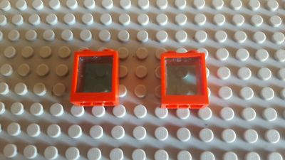 Lego windows 1x2 in red with blue Glass x2 | eBay