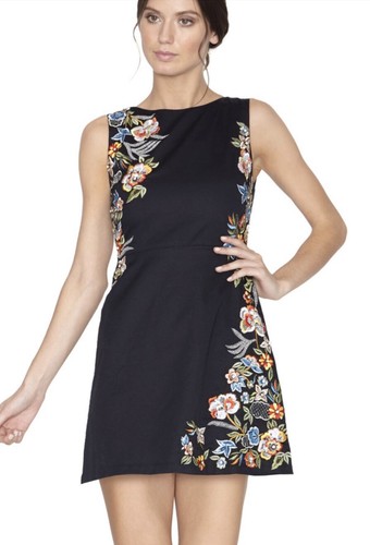 Alice + Olivia Malin Floral Embroidered Dress Black Size 6 NWOT | eBay