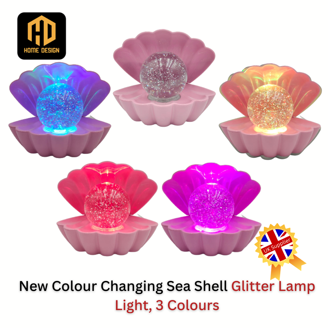 New Colour Changing Sea Shell Glitter Lamp Light, 3 Colours | eBay UK