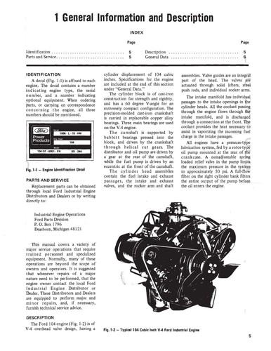 CL30 CL40 & 1700 Skid Steers V-4 104 Cubic Ford Gas Engine Workshop ...