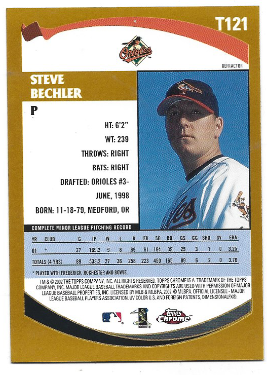 2002 Topps Chrome Traded & Rookies #T121 Refractor Steve Bechler ...
