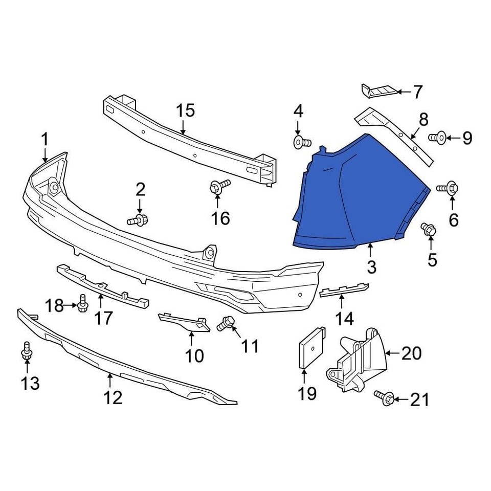 For Honda CR-V 2017-2022 Honda 04717TLAA00ZZ Rear Left Bumper Corner ...