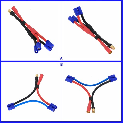 ESC HXT 6.5mm 1 Male-/Female+ to 2 Male EC3 Series Parallel Harness Wire Battery | eBay
