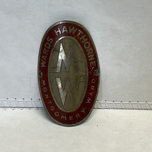RARE VINTAGE WARDS HAWTHORNE bicycle HEAD BADGE RED | eBay