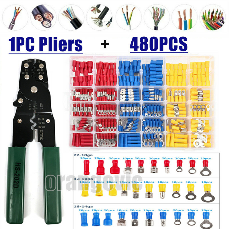 1200Pcs Insulated Electrical Wire Connectors Crimp Terminals Assortment ...
