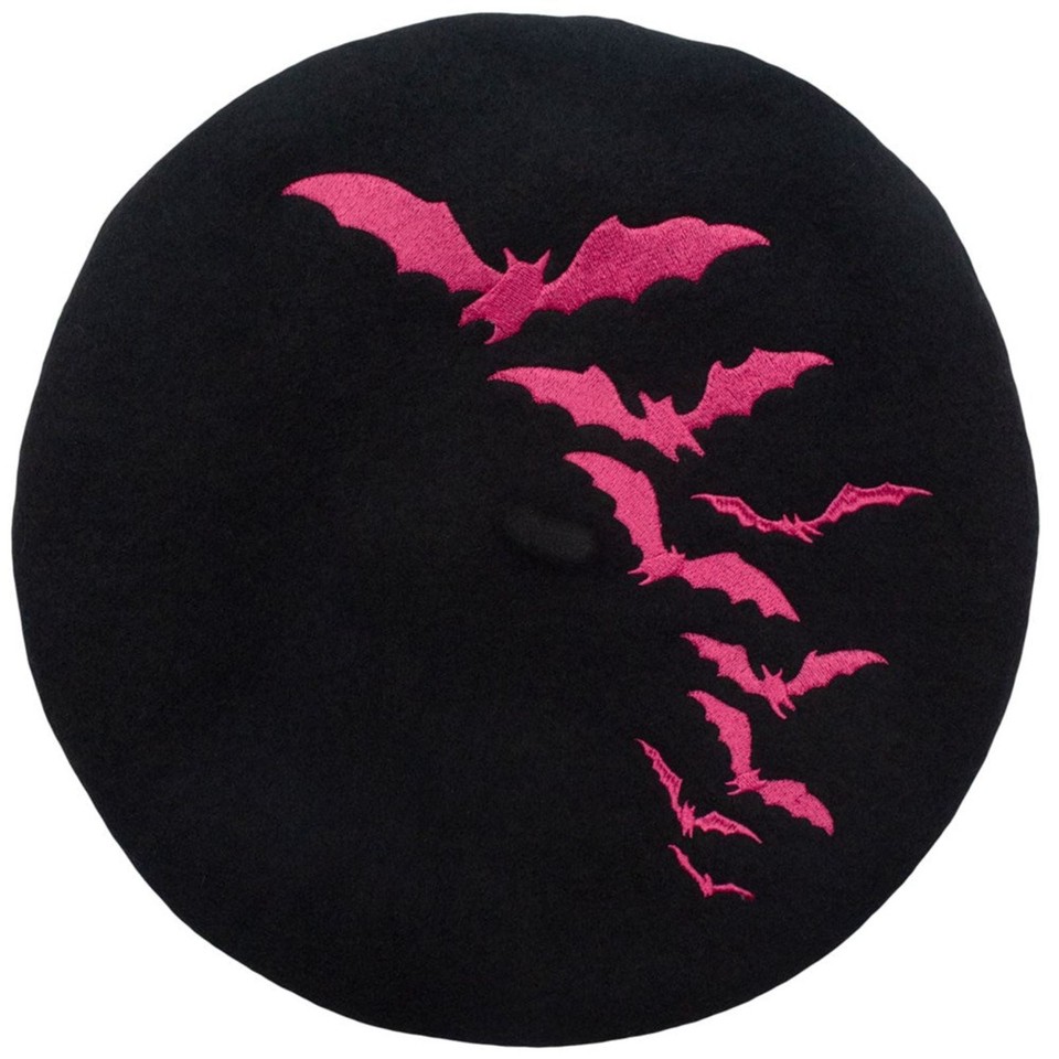Kreepsville 666 Bat Beret Hat Gothic Repeat Halloween Embroidery Cute ...