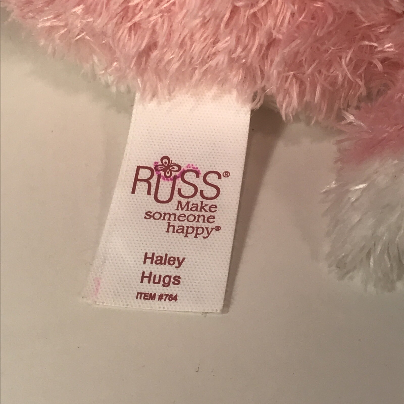 Russ Luvvies Haley Hugs Dog Pink Red Ears Mini 4" Bean Plush Stuffed ...