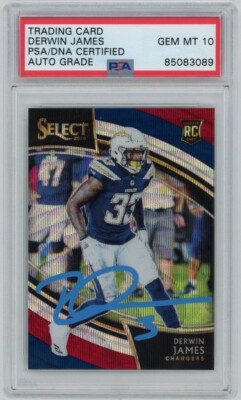 Derwin James Signed 2018 Tri-Color Prizm Rookie Card #53/99 PSA GEM 10 ...