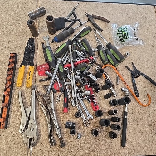 Tool Box Clean out Lot - Wrenches, Crimpers, sockets, Screw drivers and ...
