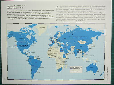 WW2 WWII MAP ~ ORIGINAL MEMBERS OF UNITED NATION 1945 SECURITY COUNCIL ...