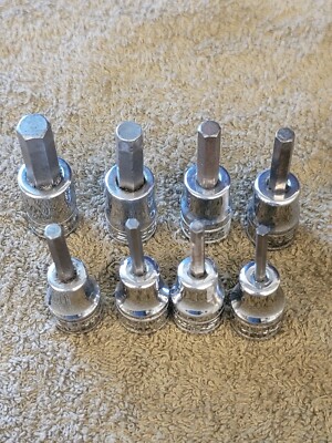 8 Snap-on Hex Bit Socket Sae Set 3/8" Drive FA12E 10E 8E 7E 6E 5E 4.5E ...