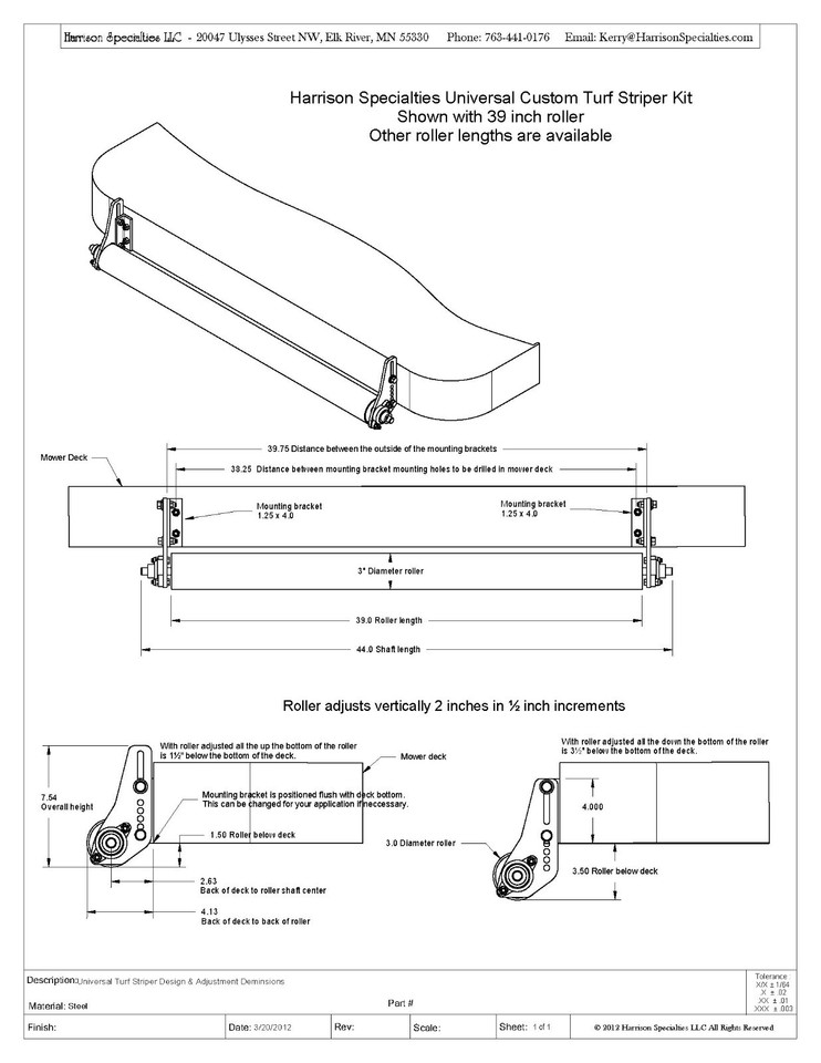 Universal Lawn Striping Kit May fit Gravely Scag Kubota Bob Cat Yazoo ...