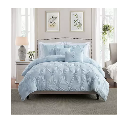 Swift Home 918900-FQ-BBL Premium Collection Ultra Plush Floral Pintuck ...