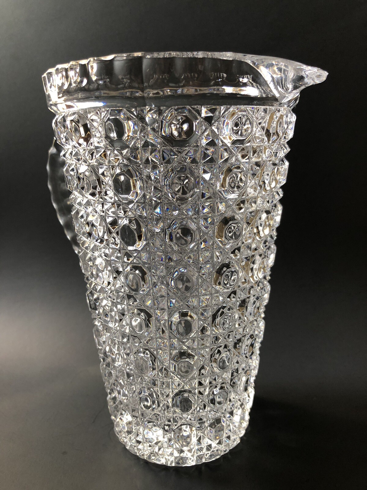 Vintage Diamond and Button Glass Pitcher Pressed Glass | eBay