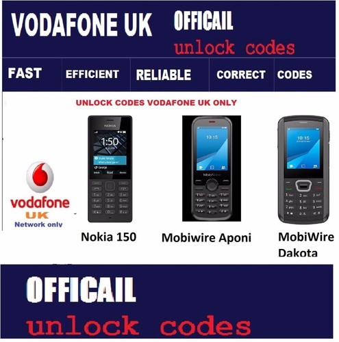 Unlock Codes for Nokia 150 , Mobiwire Aponi ,MobiWire Dakota Vodafone ...