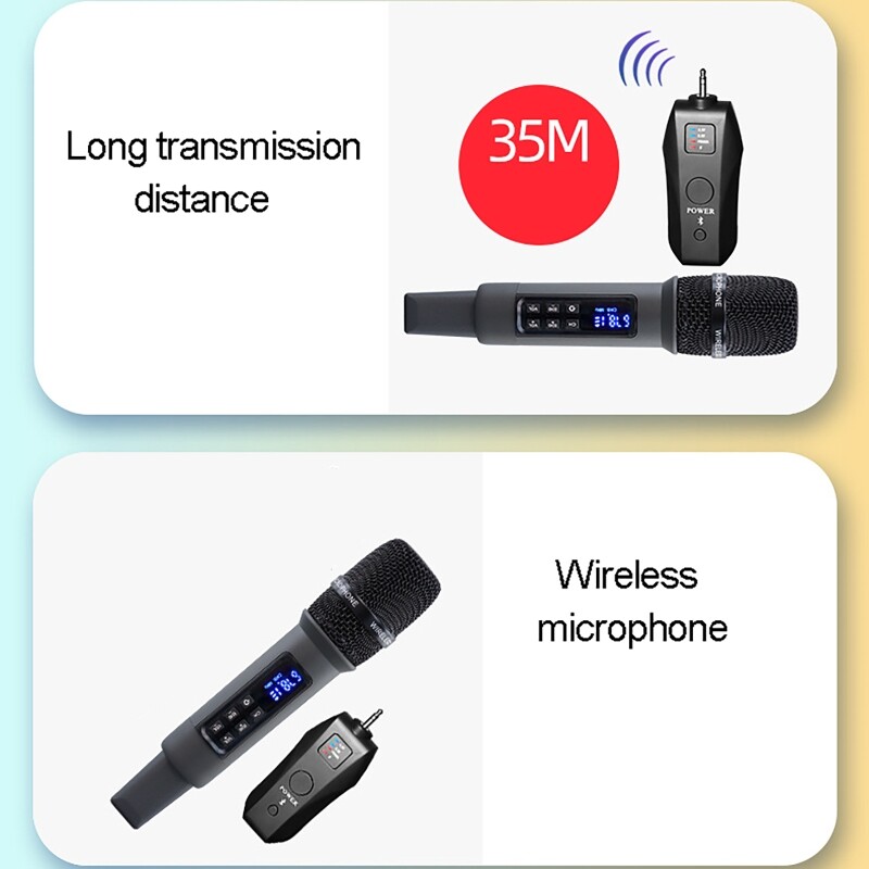 Rechargeable Wireless Handheld Microphone bluetooth UHF Mic w/ Portable ...