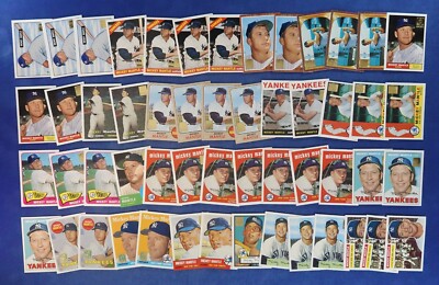 1996 TOPPS MICKEY MANTLE COMMEMORATIVE REPRINT BASEBALL LOT OF 53 MINT ...