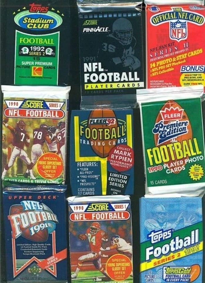 DREAM LOT OF OLD UNOPENED FOOTBALL CARDS IN PACKS 60 Cards in Packs ...