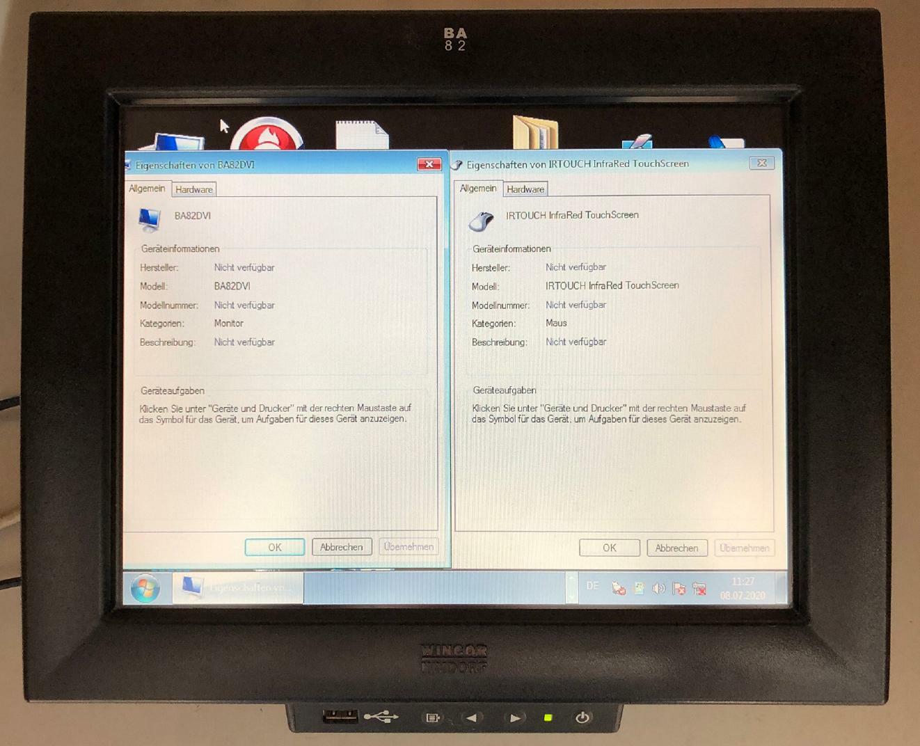 12 Zoll Touchscreen WINCOR / USB Kabel + Netzteil / Windows 10 und 7 ...