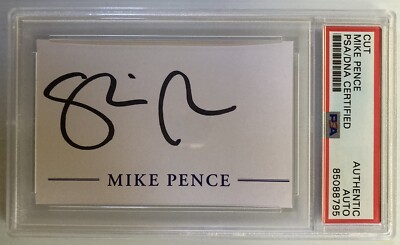 Trump Vice President Mike Pence Signed Autograph 2.25x3.5 Cut - PSA ...