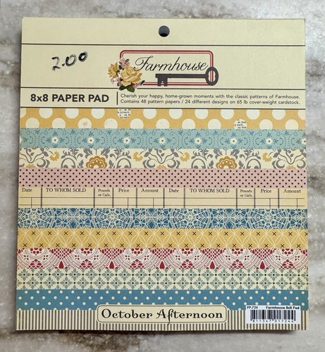 October Afternoon *FARMHOUSE* 8x8 Paper Pad *42 Sheets* RARE Scrapbook ...