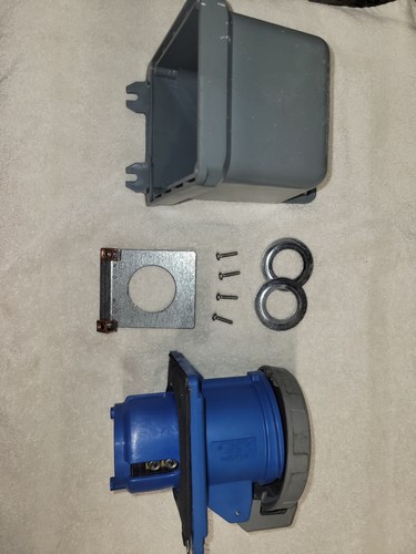 HUBBELL 3100R6W+BB100N BOX 100A, 250V PIN & SLEEVE WALLMOUNT RECEPTACLE ...