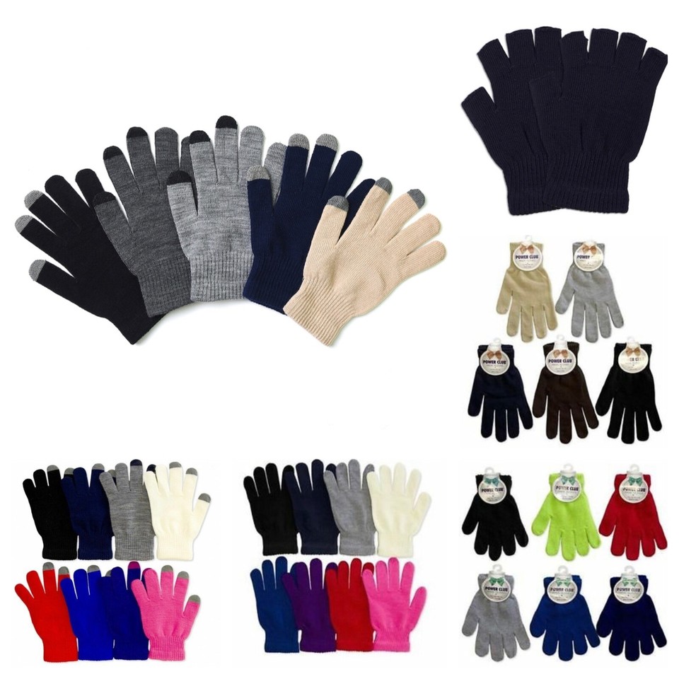 Knit Magic Gloves Fingerless Winter Warm Touch Screen Adult Kids Unisex ...