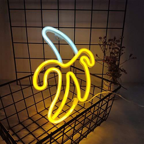 LED Banana Neon Signs Neon Lights USB/3-AA Battery Powered Banana ...