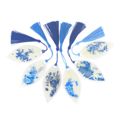 6Pcs Handmade Leaf Vein Bookmarks with Tassels Chinese Paintings Best ...