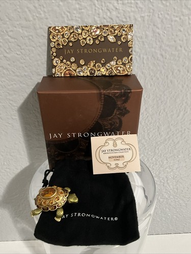 Jay Strongwater Birthstone Collection November Topaz Turtle Trinket Box ...