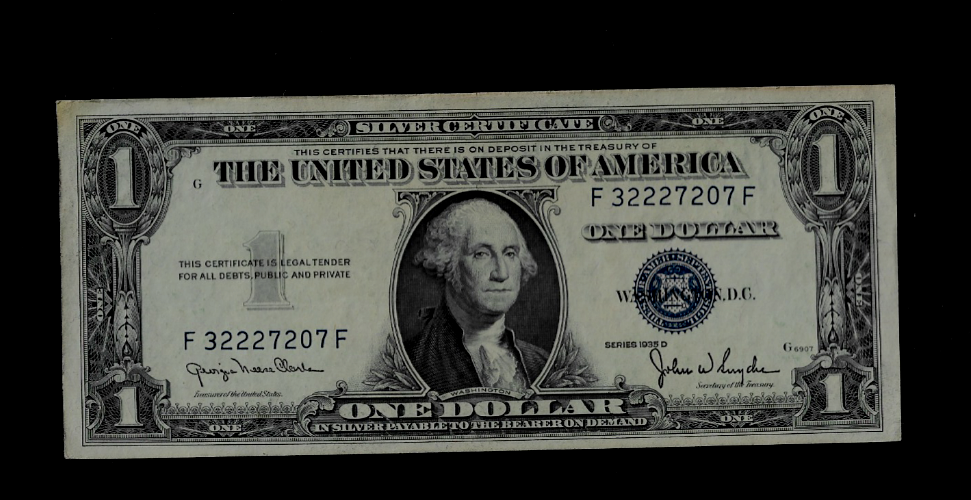 U.S.A ( 1 ) BANK NOTE SILVER CERTIFICATE 1 DOLLAR 1935 D VERY FINE | eBay