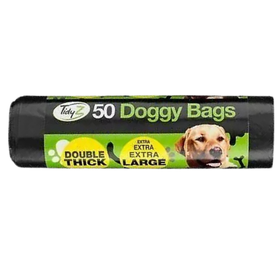 500x Dog Poo Bags Extra Strong Large Double Thick Black Doggy Waste Tie ...