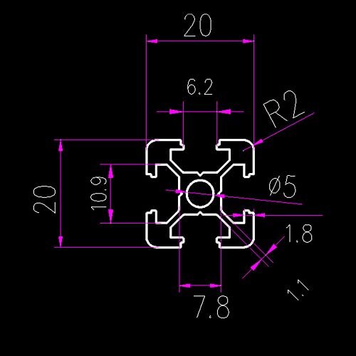 1 Piece 20mm X 20mm Tslot Aluminum Profile 400mm Length Silver 2020 ...