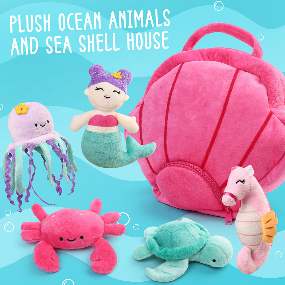 Plush Soft Stuffed Sea Animals Ocean Plushies Assortment Playset Baby ...
