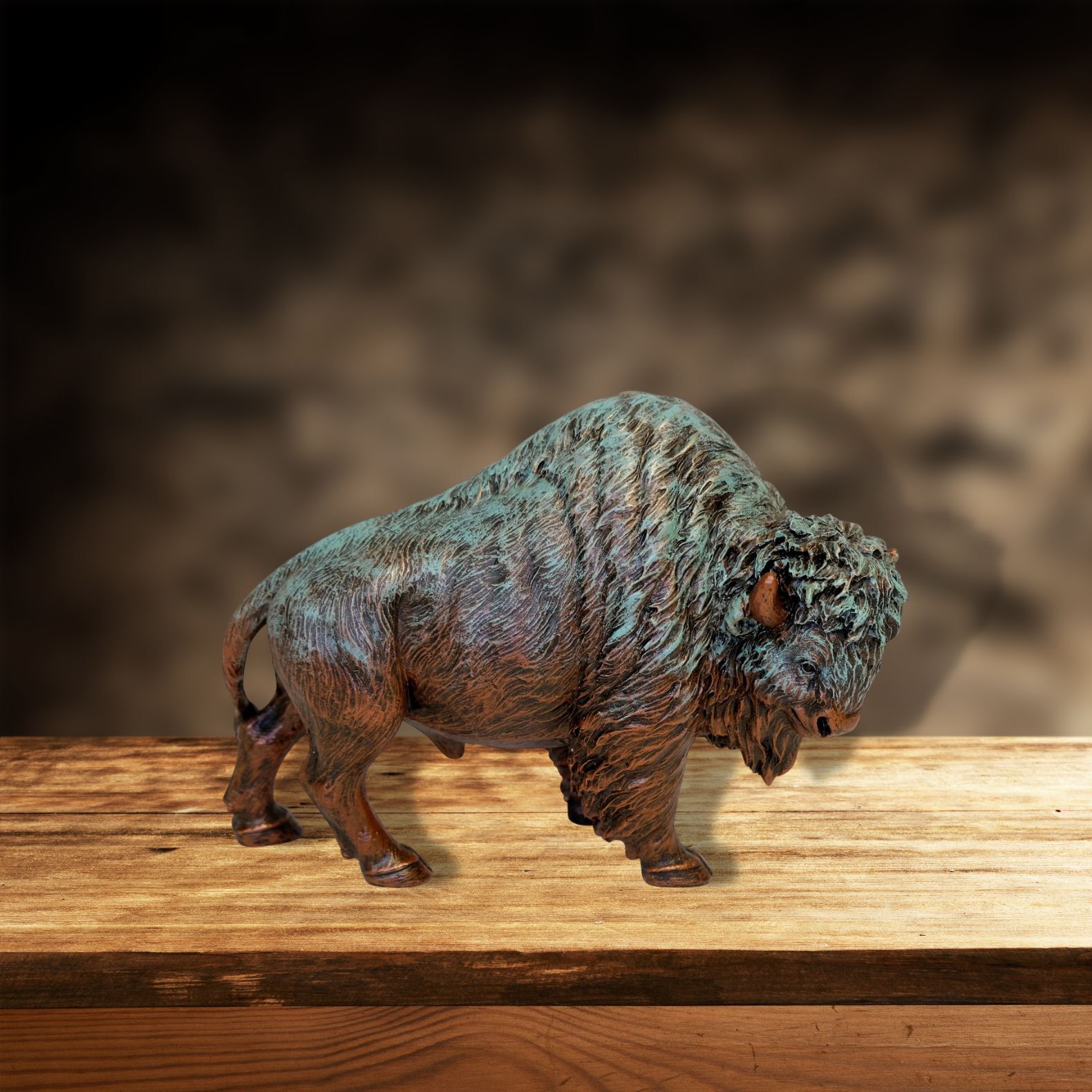 Rustic Resin Bison Statue – Bronze Buffalo Figurine for Home or Office ...