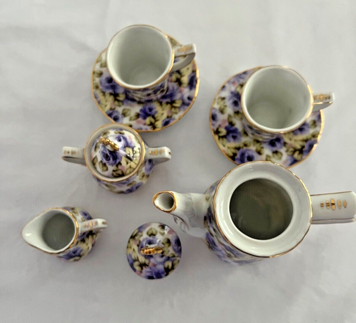 Vintage! Fielder Keepsakes~Victorias Garden Purple Rose Miniature Tea ...