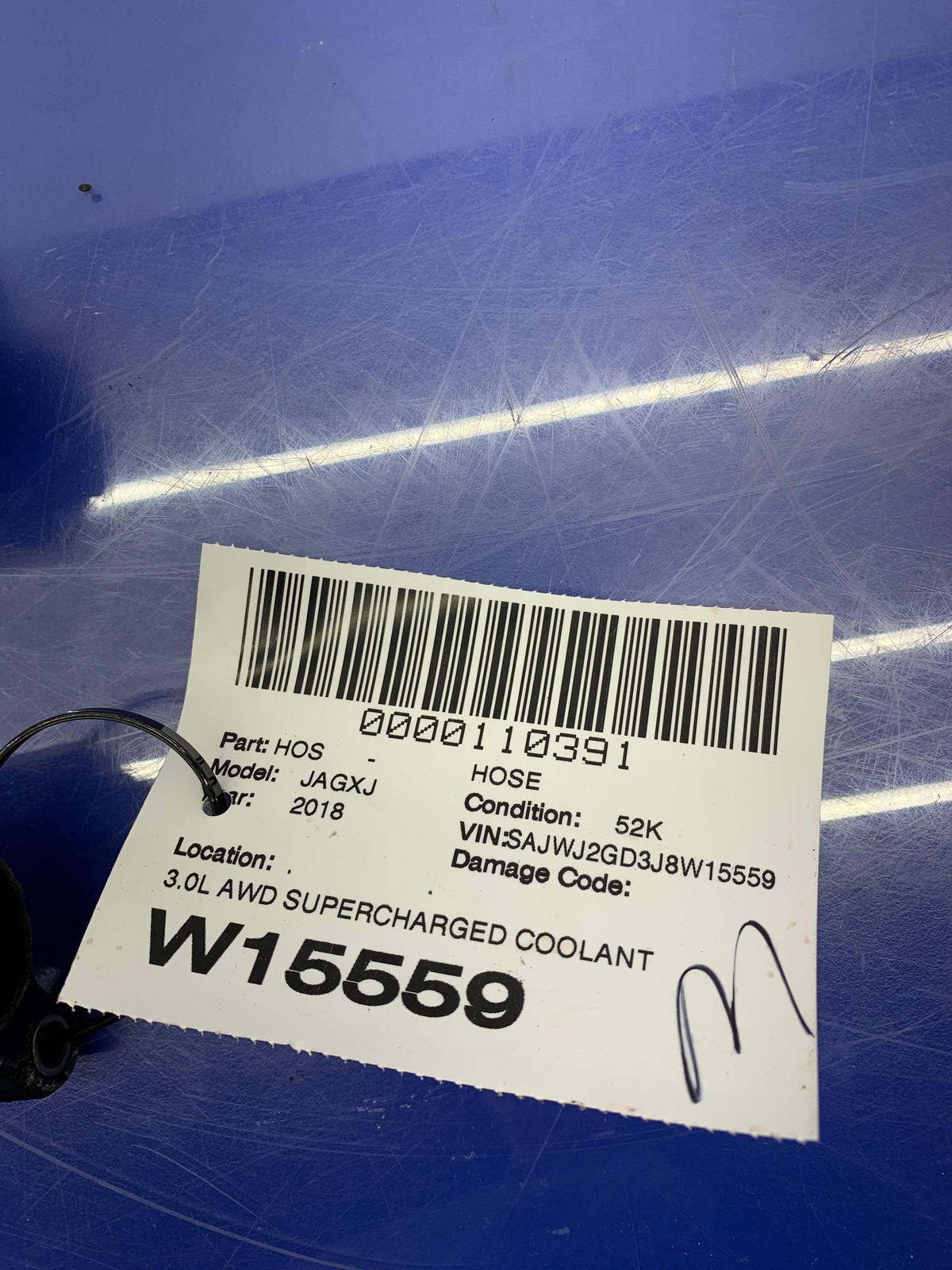 2013 - 2019 JAGUAR XJ 3.0L AWD SUPERCHARGED COOLANT WATER OUTLET PIPE ...