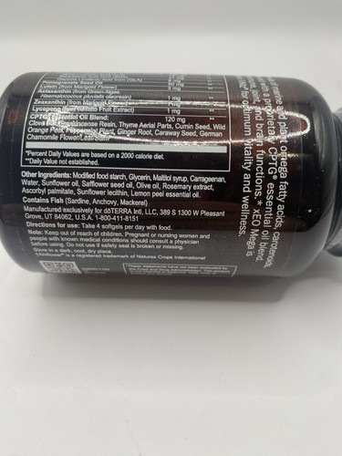 doTERRA xEO Mega Essential Oil Omega Complex 120 Softgels Exp 2/2026 ...