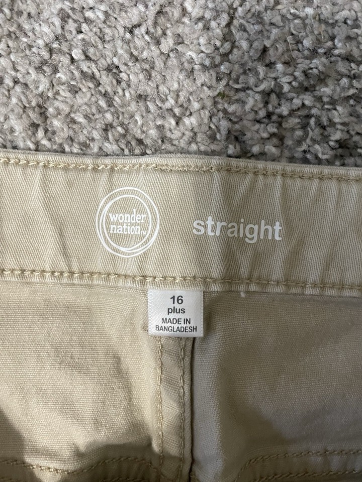 Girls Size 16 Plus Straight Wonder Nation Khaki Pants School Uniform | eBay