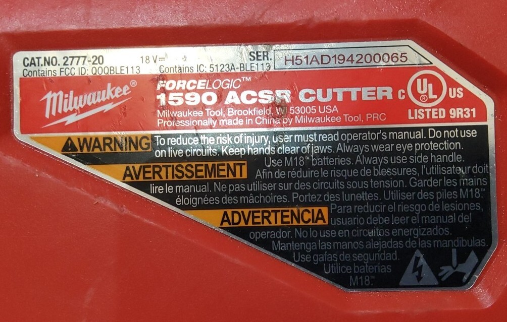 Milwaukee M18 2777-20 . 1950 ACSR Cutter for sale online | eBay