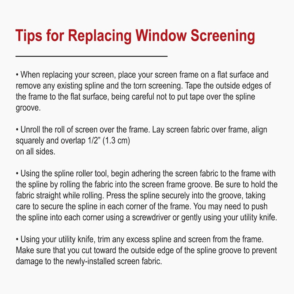Complete Window Screen Frame Replacement – 5/16”x 3/4” 4 FRAME OPTIONS ...