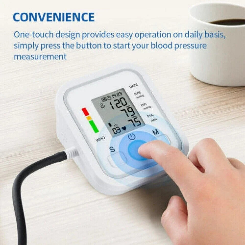 Digital Automatic Blood Pressure Monitor Upper Arm BP Machine Heart ...