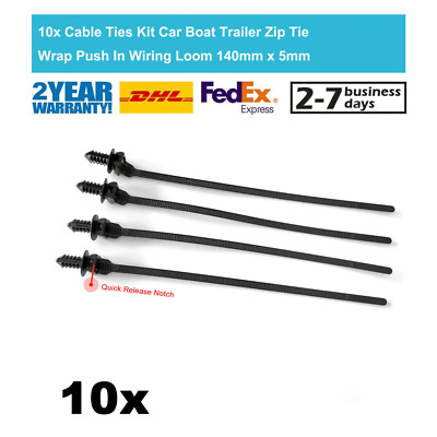 10x Cable Ties Kit Car Boat Trailer Zip Tie Wrap Push In Wiring Loom ...