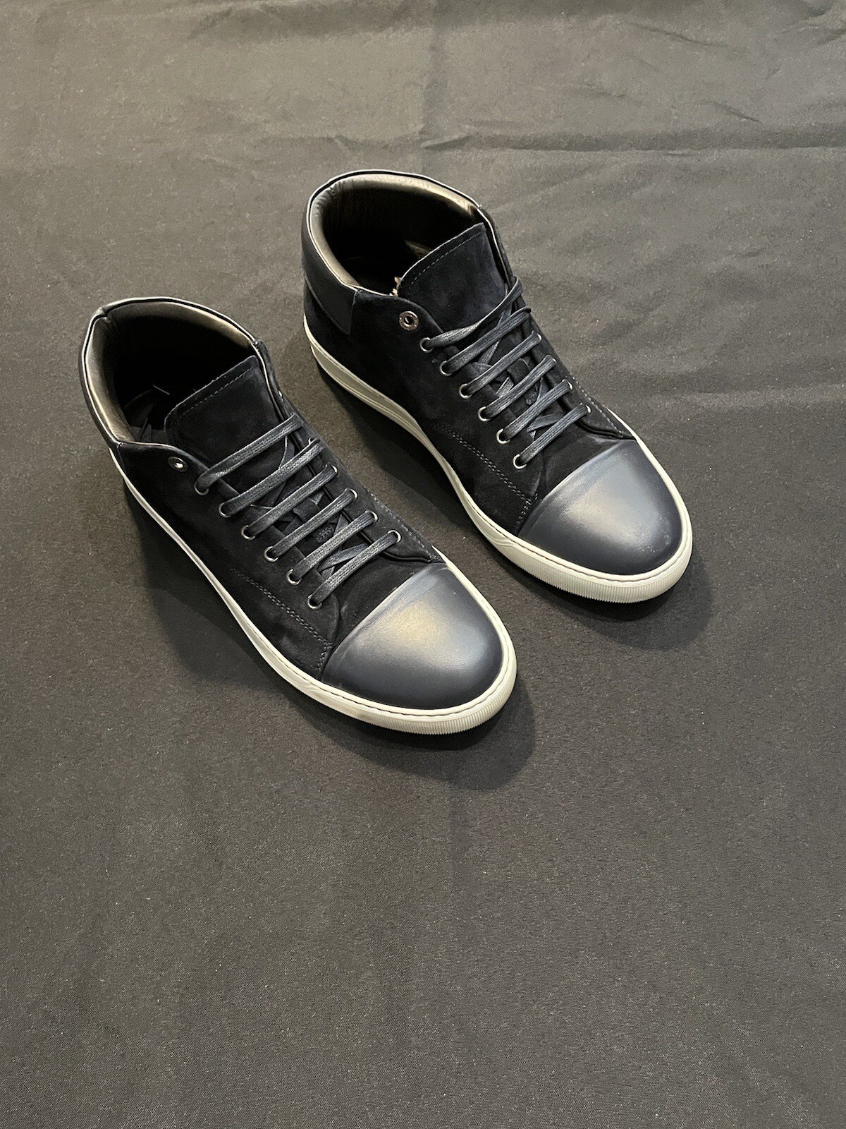 LANVIN BLUE SUEDE AND LEATHER SNEAKERS LOW KEY SHOES 11 BUT FITS 12 ...