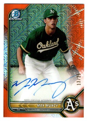 Max Muncy 2022 Bowman Chrome Mega Box Orange Refractor Autograph Auto ...