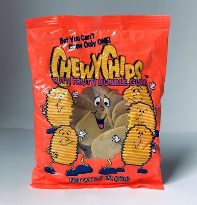 Vintage 1995 Uniconfis CHEWY CHIPS BUBBLE GUM Chips Bag 8” candy ...
